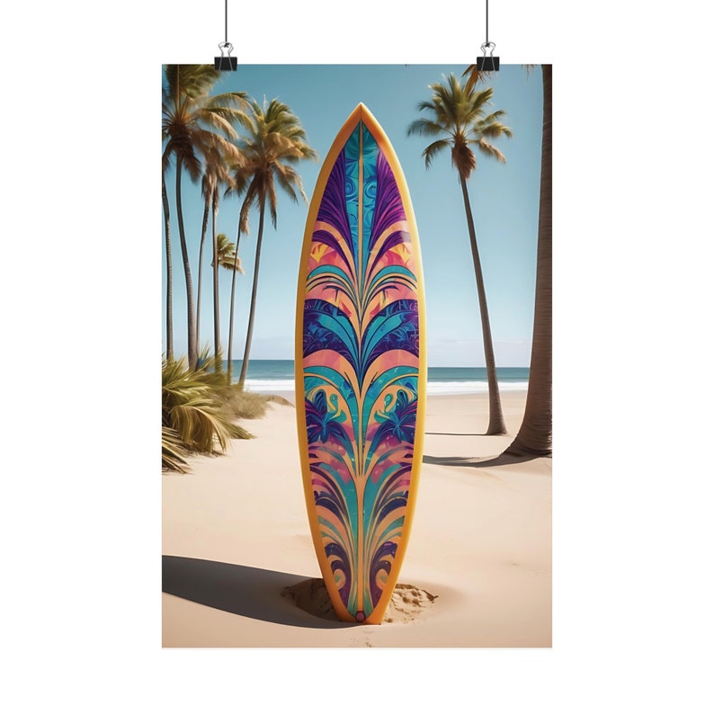 Colorful Surfboard Poster Tropical Beach Vibes Vibrant Coastal Wall Art ...