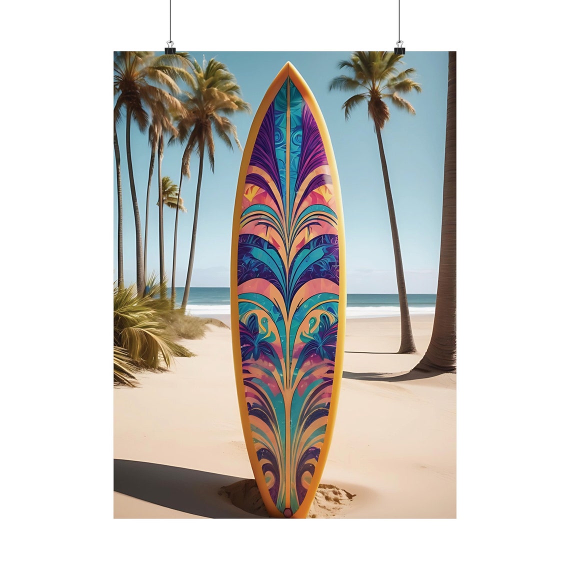 Colorful Surfboard Poster Tropical Beach Vibes Vibrant Coastal Wall Art ...