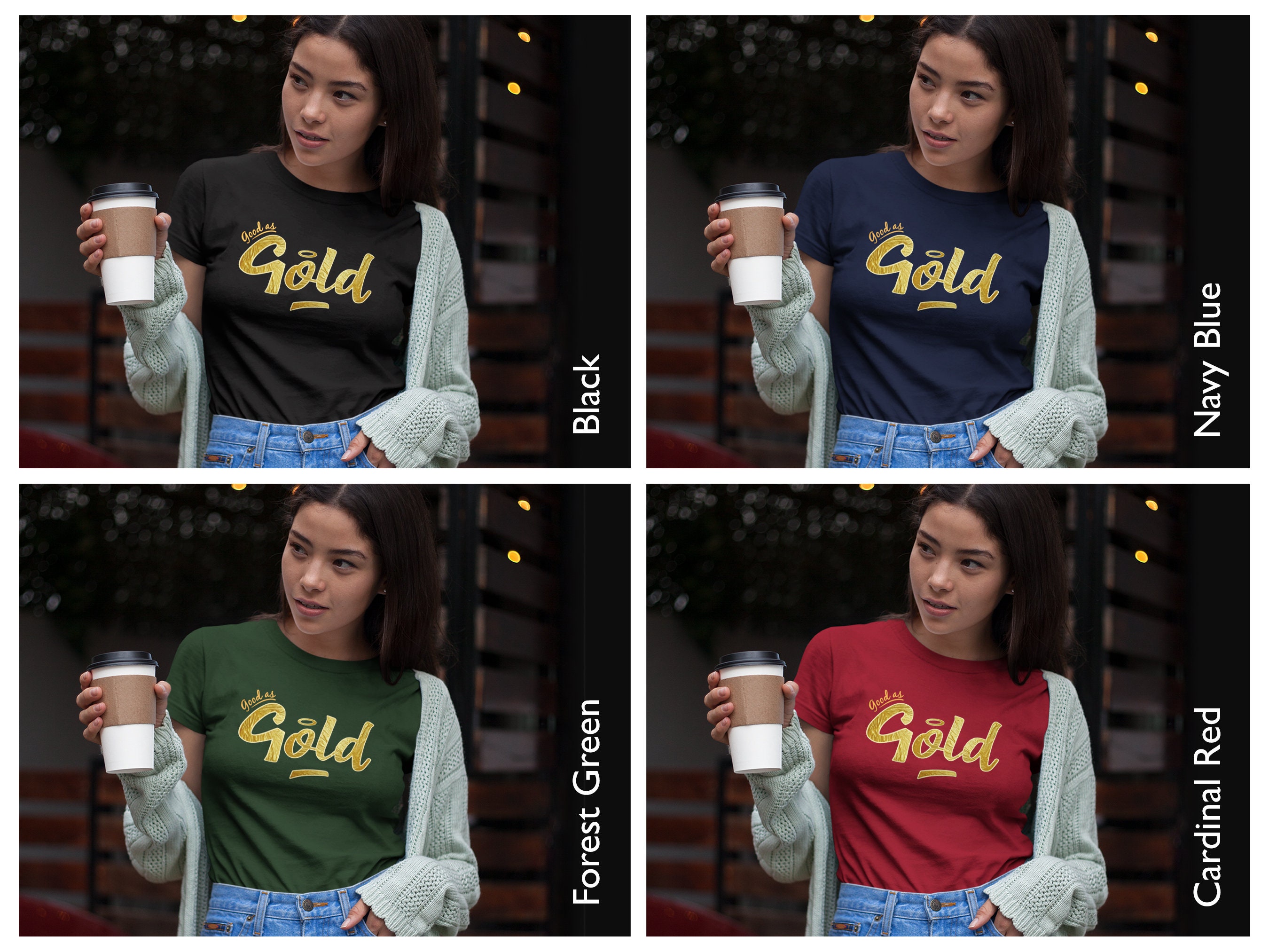 Vintage Style Good as Gold T-shirt, Unique Gold Leaf Effect Tee Design ...