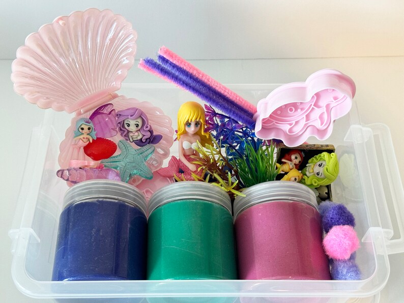 Mermaid Playdough Kit, Natural Sensory Bin, Toddler Gift - Etsy