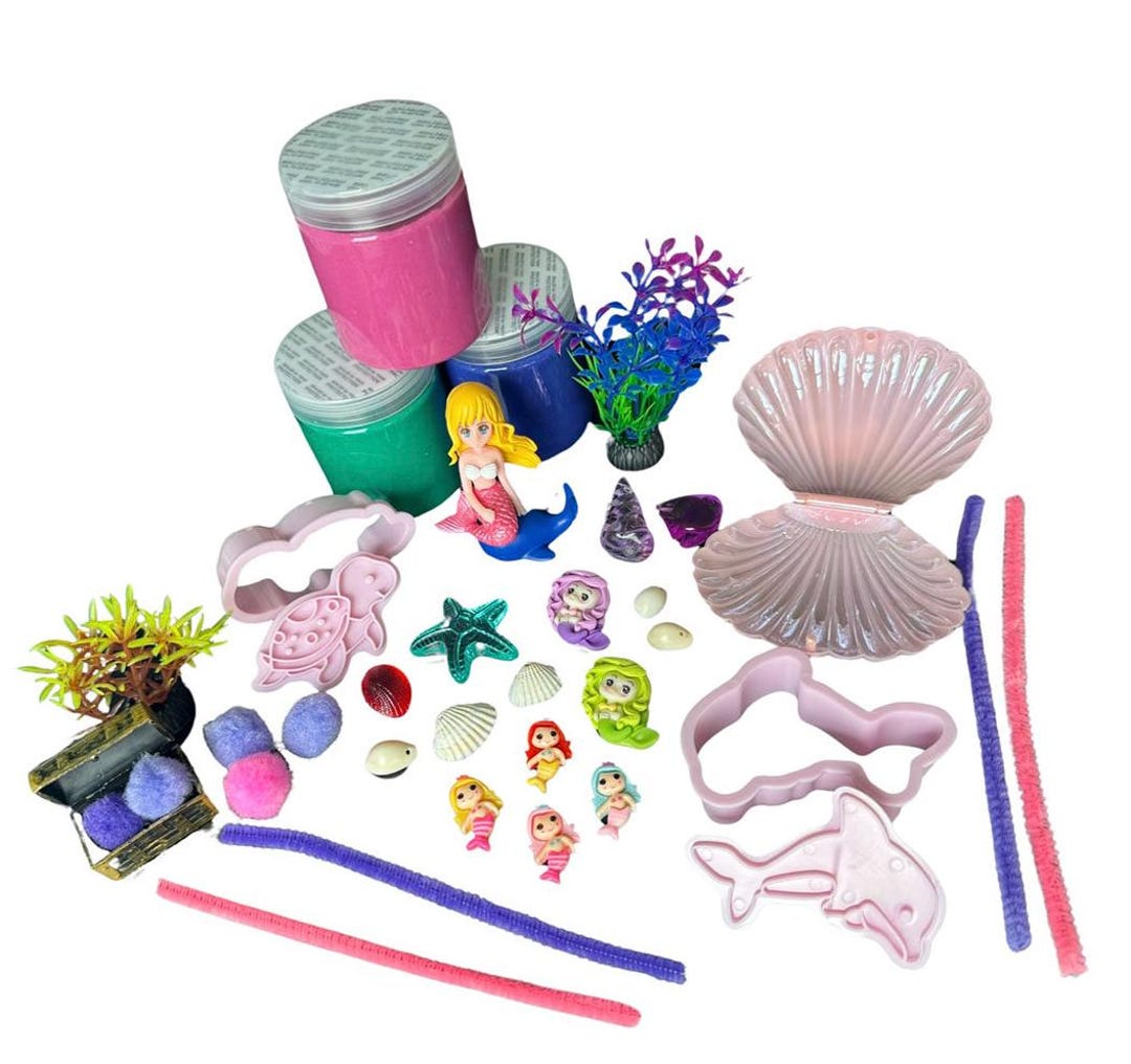 Mermaid Playdough Kit, Natural Sensory Bin, Toddler Gift - Etsy
