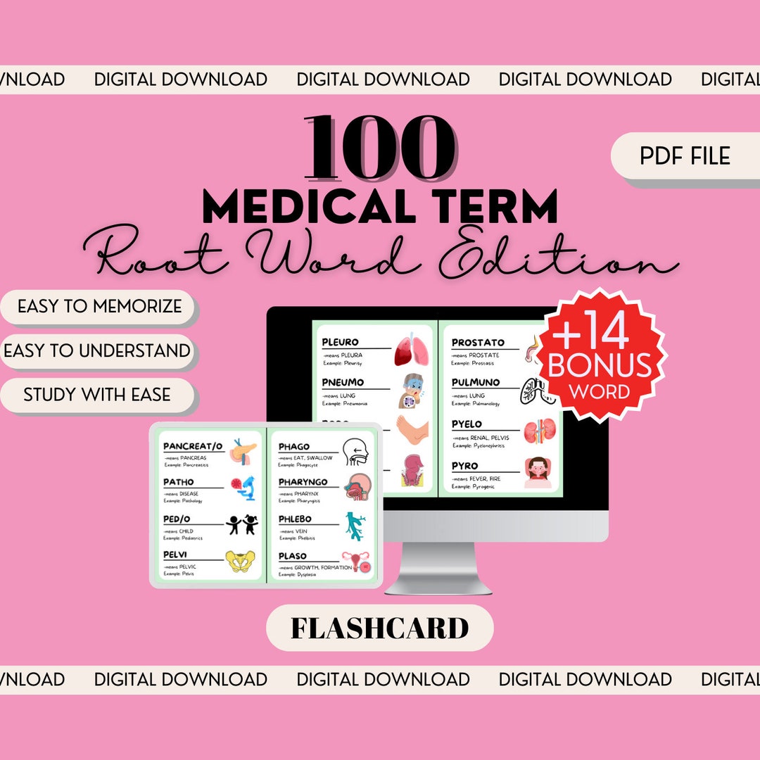 Nursing Digital Printable Flashcard, Medical Terminology Nursing Notes ...