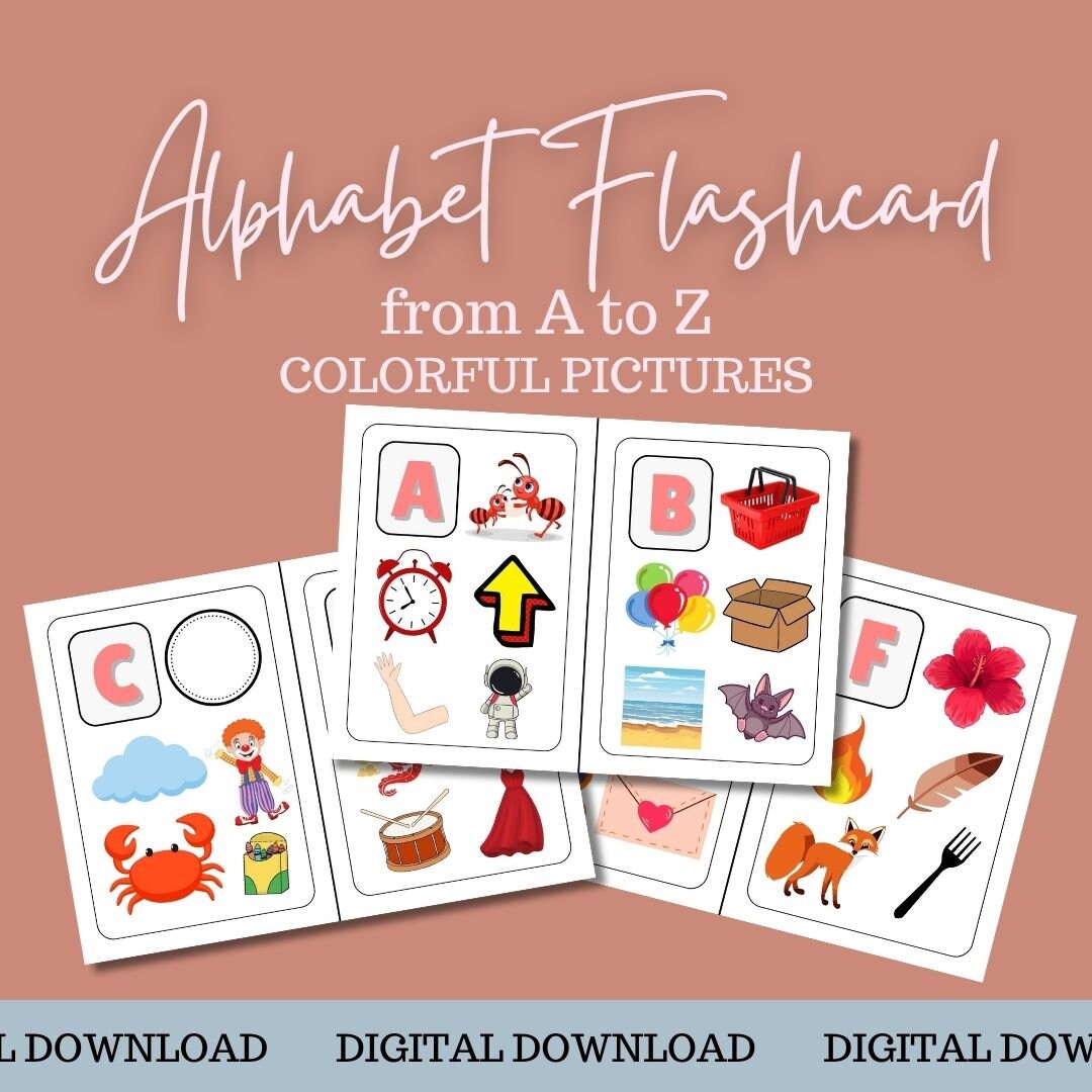 A-Z Flashcard, Alphabet Flashcard, Montessori Learning, Activity ...