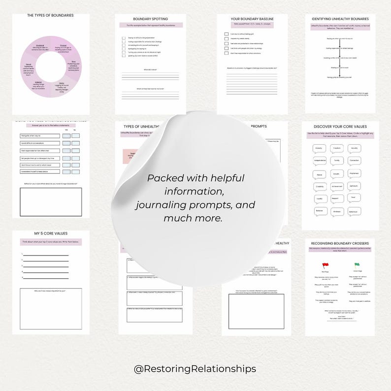 Personal Boundaries Workbook | Boundaries Worksheets | Therapy Tools ...