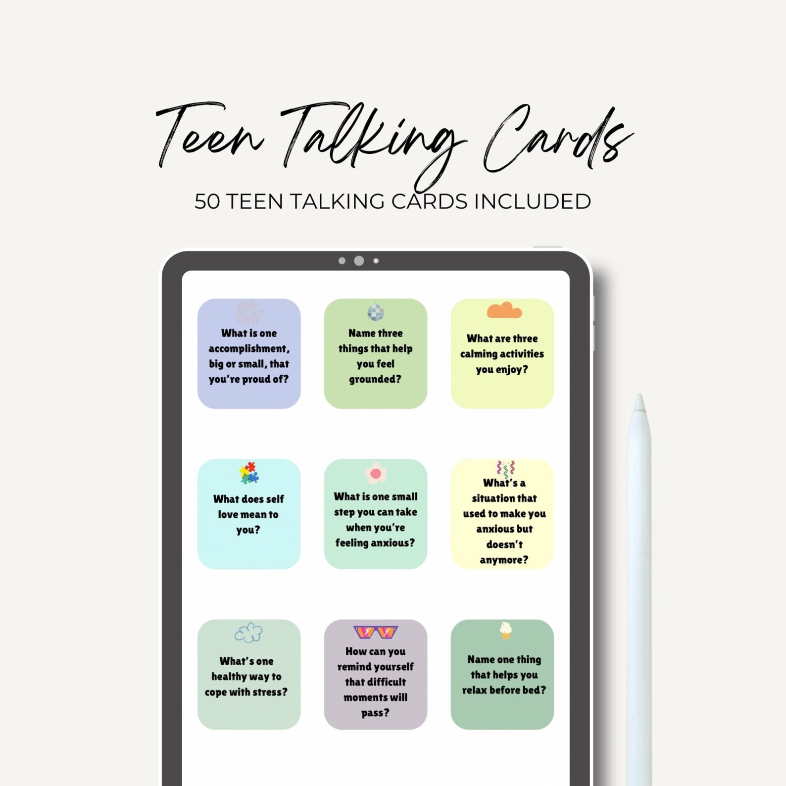 Teen Conversation Starter Cards: Mental Health Therapy Tool (PDF ...