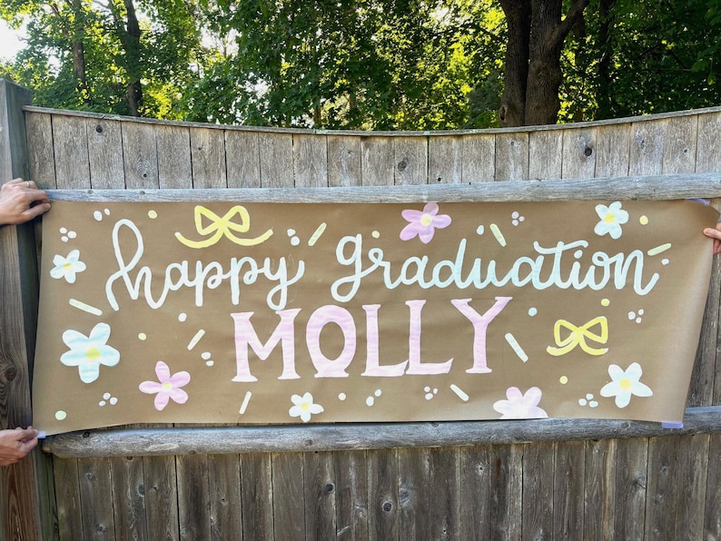 Hand-painted Graduation Banner – Personalized Pastel Party Decor - Etsy