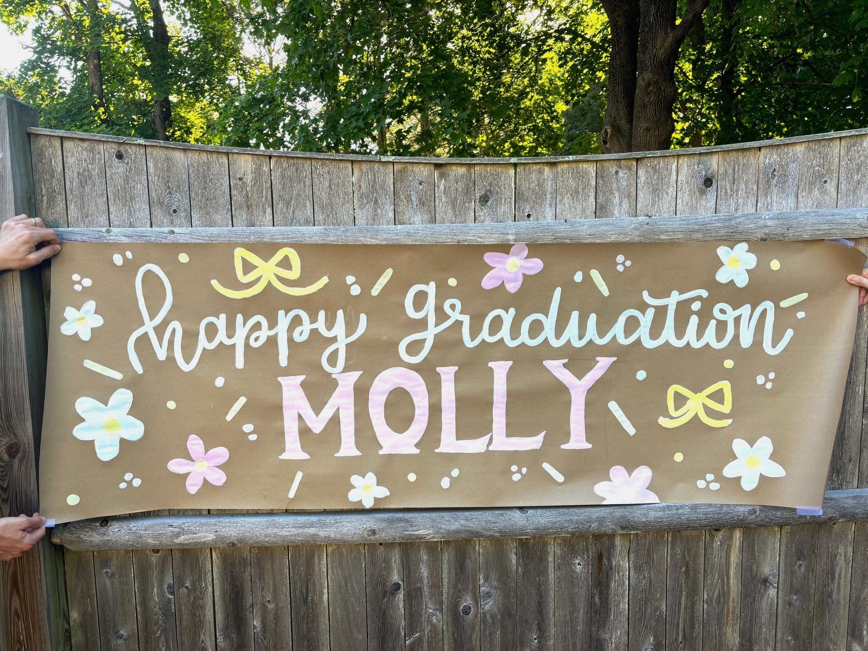 Hand-painted Graduation Banner – Personalized Pastel Party Decor - Etsy