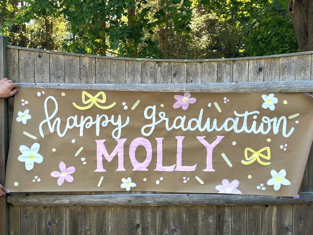 Hand-painted Graduation Banner – Personalized Pastel Party Decor - Etsy