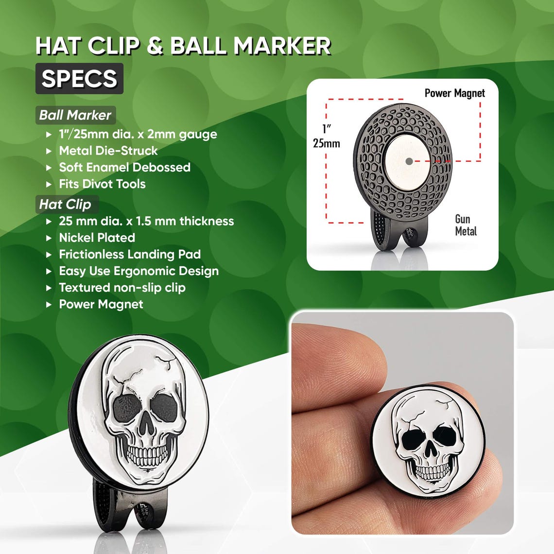 Ball Tatt - Skull Golf Ball Stamp Self Inking - Permanent Ink, Quick ...