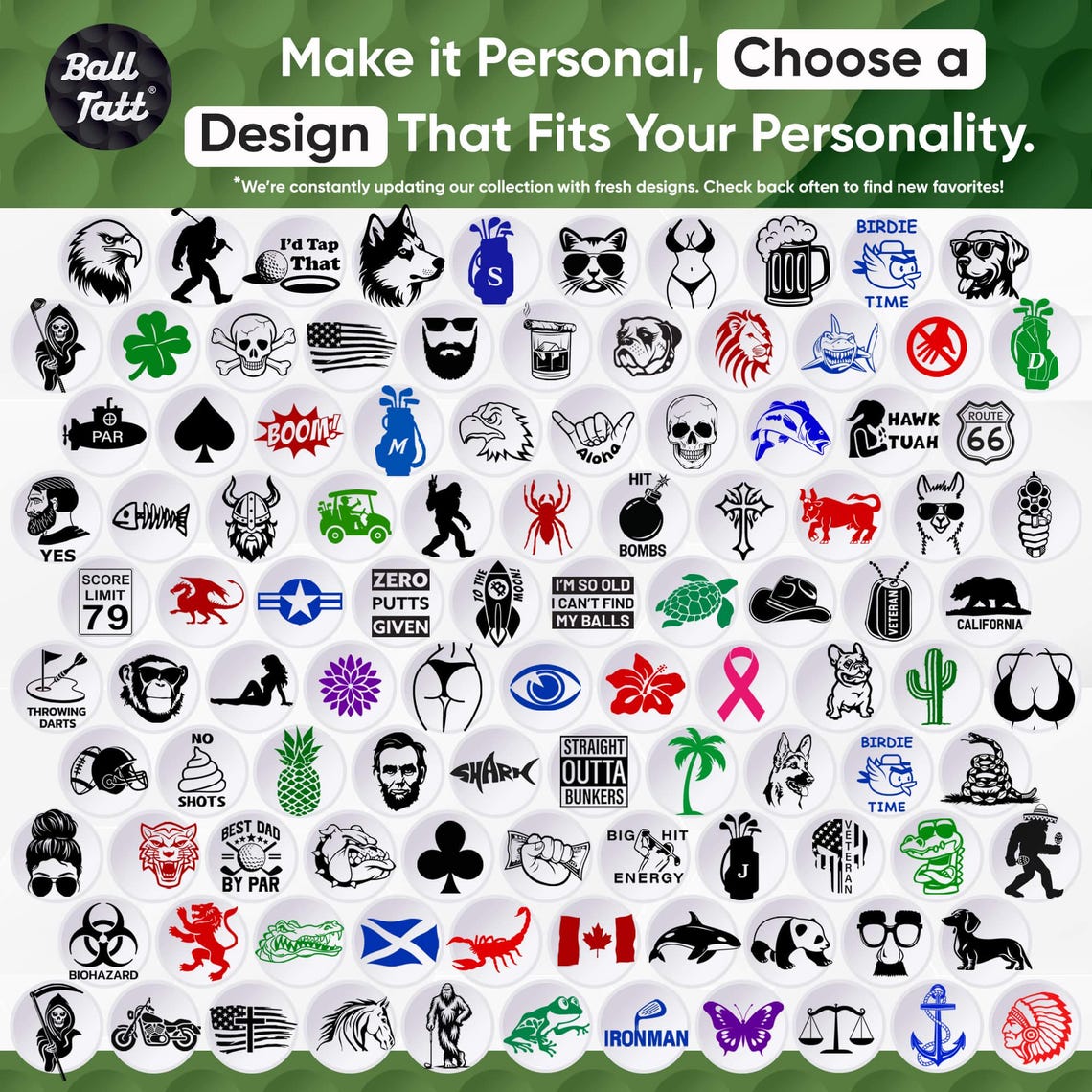 Ball Tatt - Skull Golf Ball Stamp Self Inking - Permanent Ink, Quick ...
