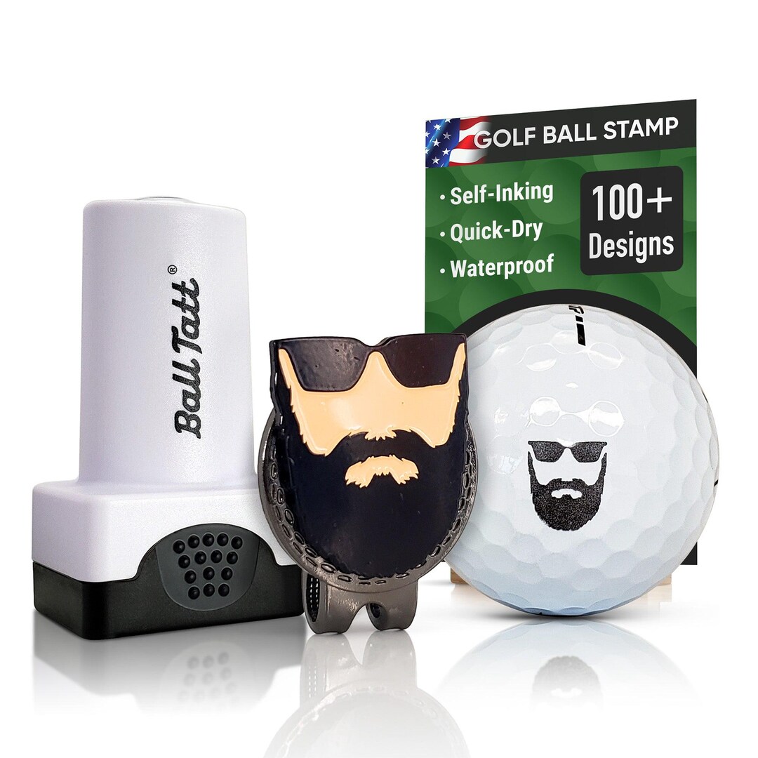 Beard Man Golf Ball Stamp: Self-inking Golfer Gift With Hatclip - Etsy