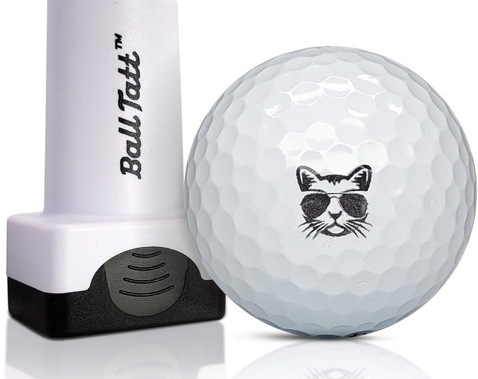 Ball Tatt Cool Cat Golf Ball Stamp, Golf Ball Stamper, Self-inking Golf ...