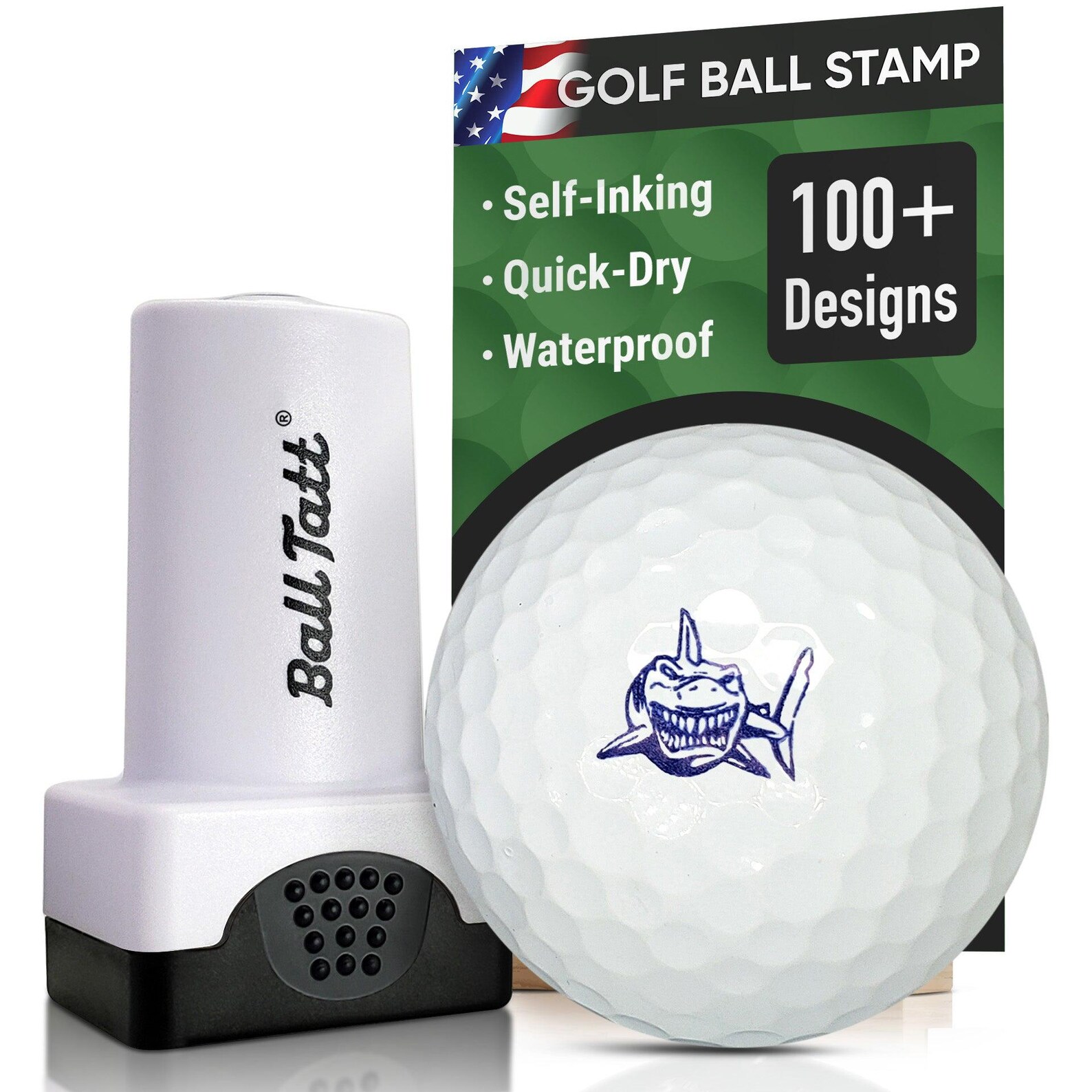 Ball Tatt - White Shark Golf Ball Stamp, Golf Ball Stamper, Self-inking ...