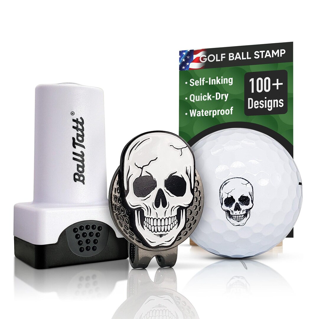 Skull Golf Ball Stamp: Self-inking, Quick Dry, With Hatclip & Ball ...