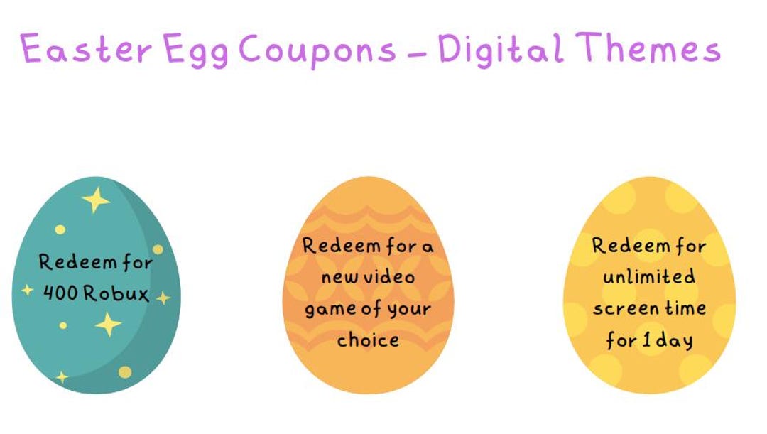 Printable Easter Egg Coupons for Kids Tweens & Teens - 27 Unique ...