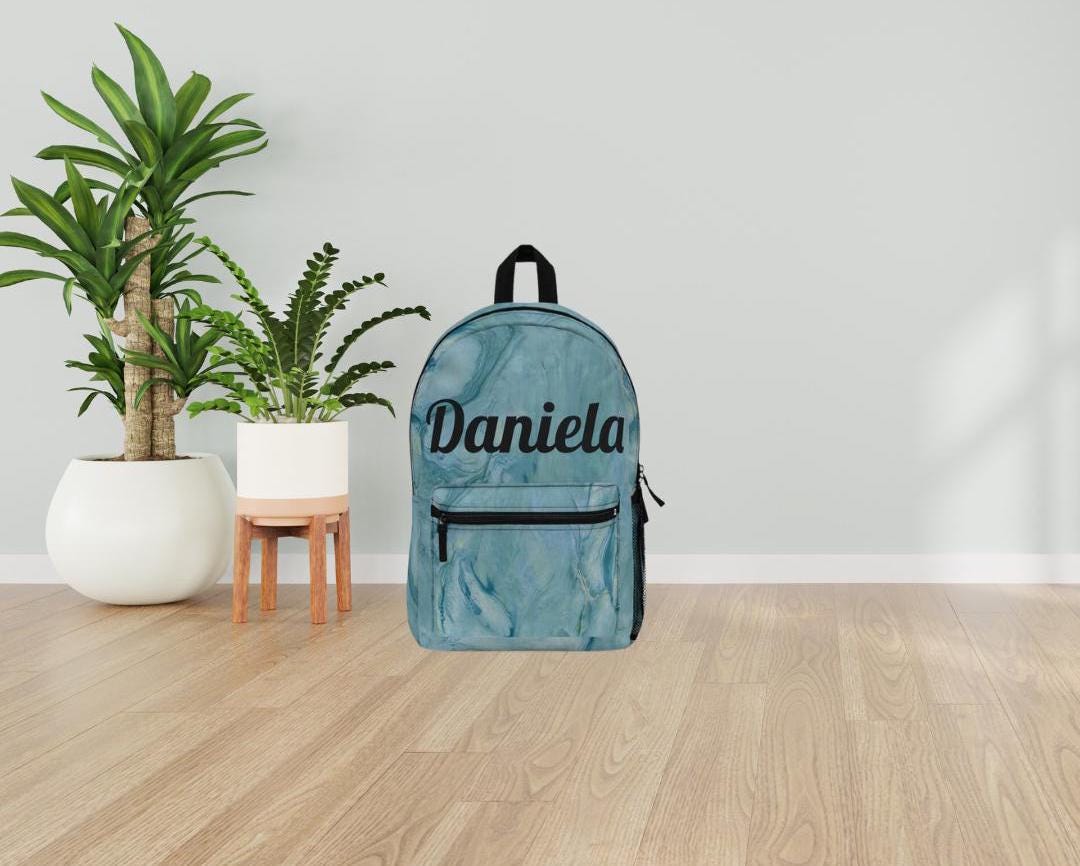 Blue Marble Backpack, Backpack for Girls, Trendy School Bag, Customized ...