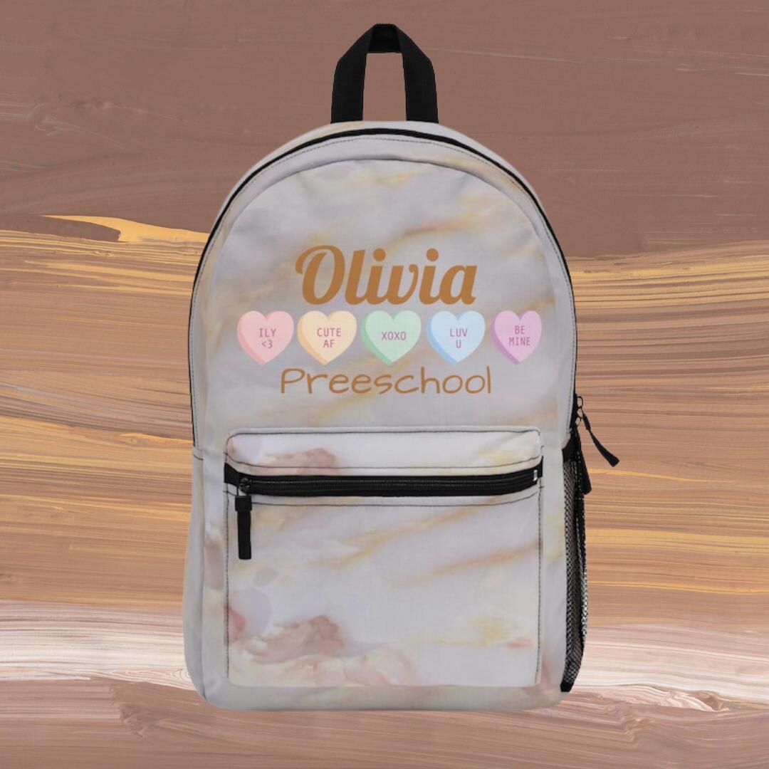 Pink Marble Backpack, Backpack for Girls, Trendy School Bag, Customized ...