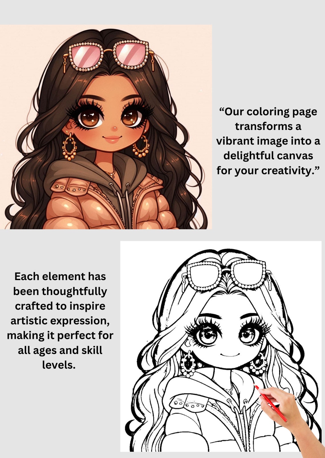 Chibi Positive Affirmation Coloring Pages | Digital Download | Cute and ...