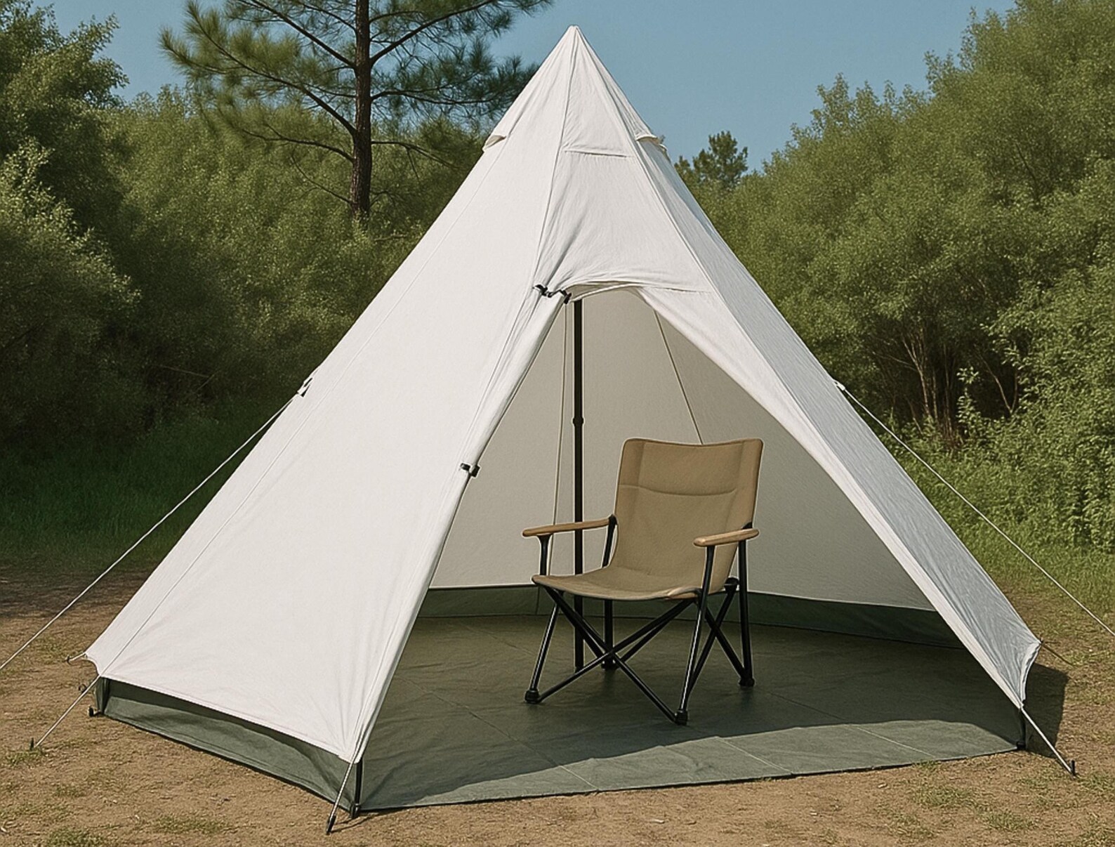 Large Pyramid Camping Tent, Outdoor Teepee Shelter for 5-7 People ...