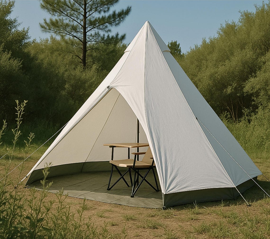 Large Pyramid Camping Tent, Outdoor Teepee Shelter for 5-7 People ...