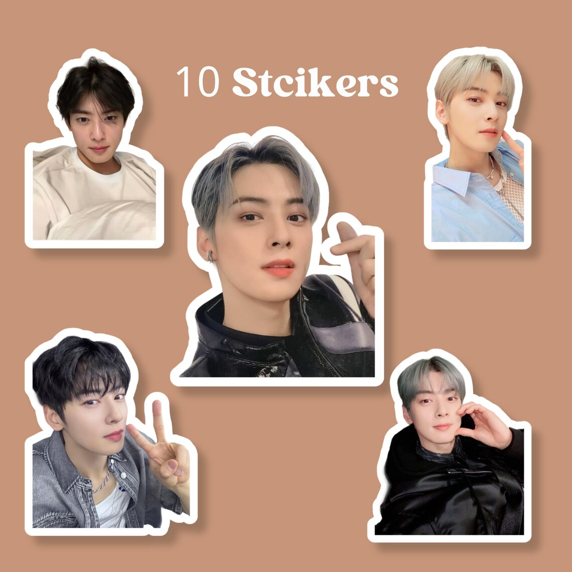 10 Pcs of Astro Cha Eunwoo Stickers, Astro Cha Eunwoo Cute Photo ...