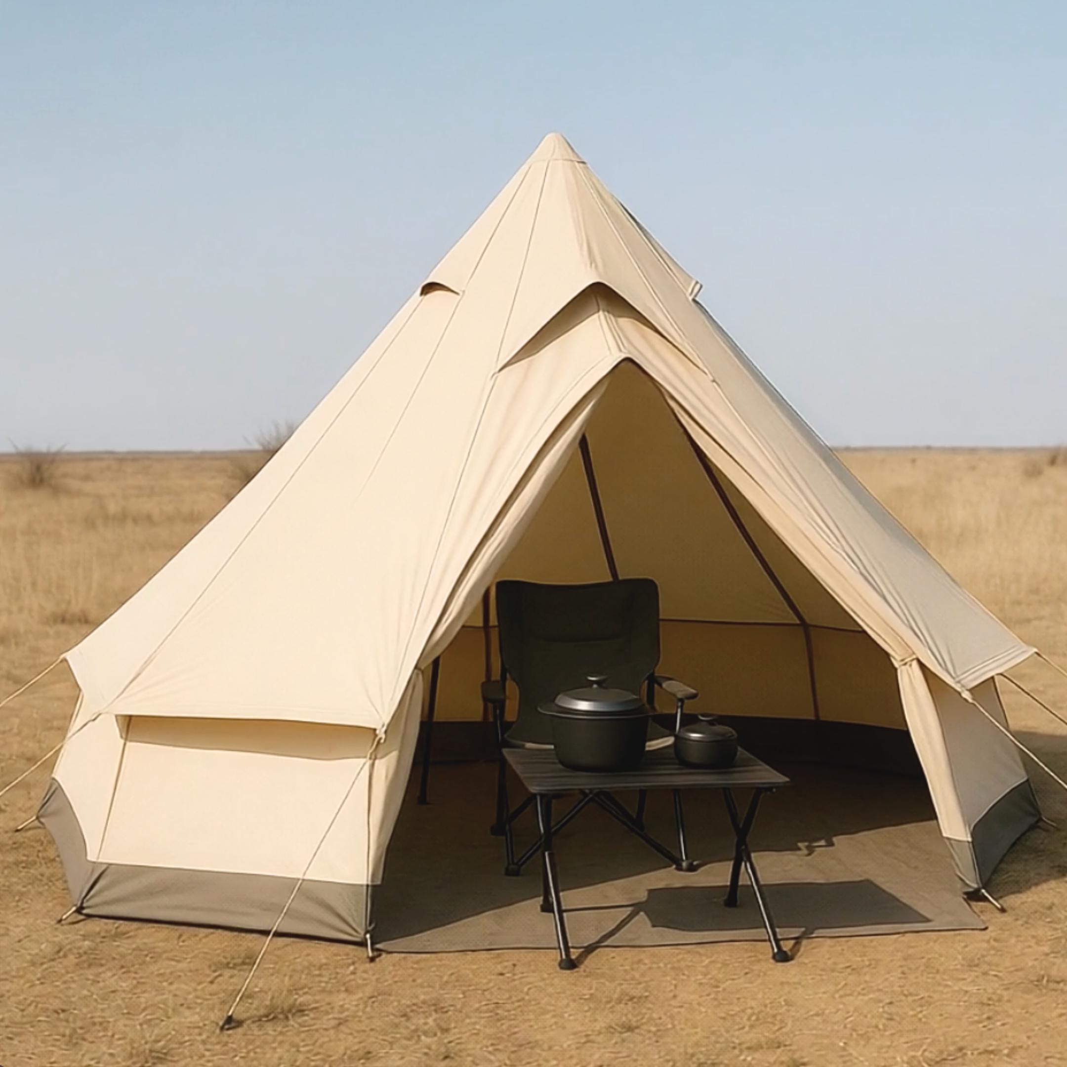 Prefab House India Yurt Light Khaki Cotton Canvas Bell Tent With Stove ...