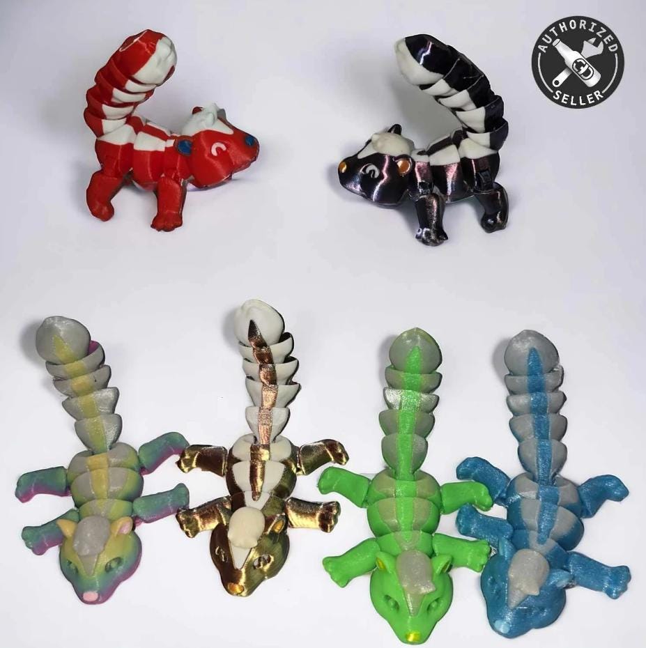 3d Printed Articulated Skunk, Skunk Fidget Toy, Flexi Skunk, 3d Printed ...