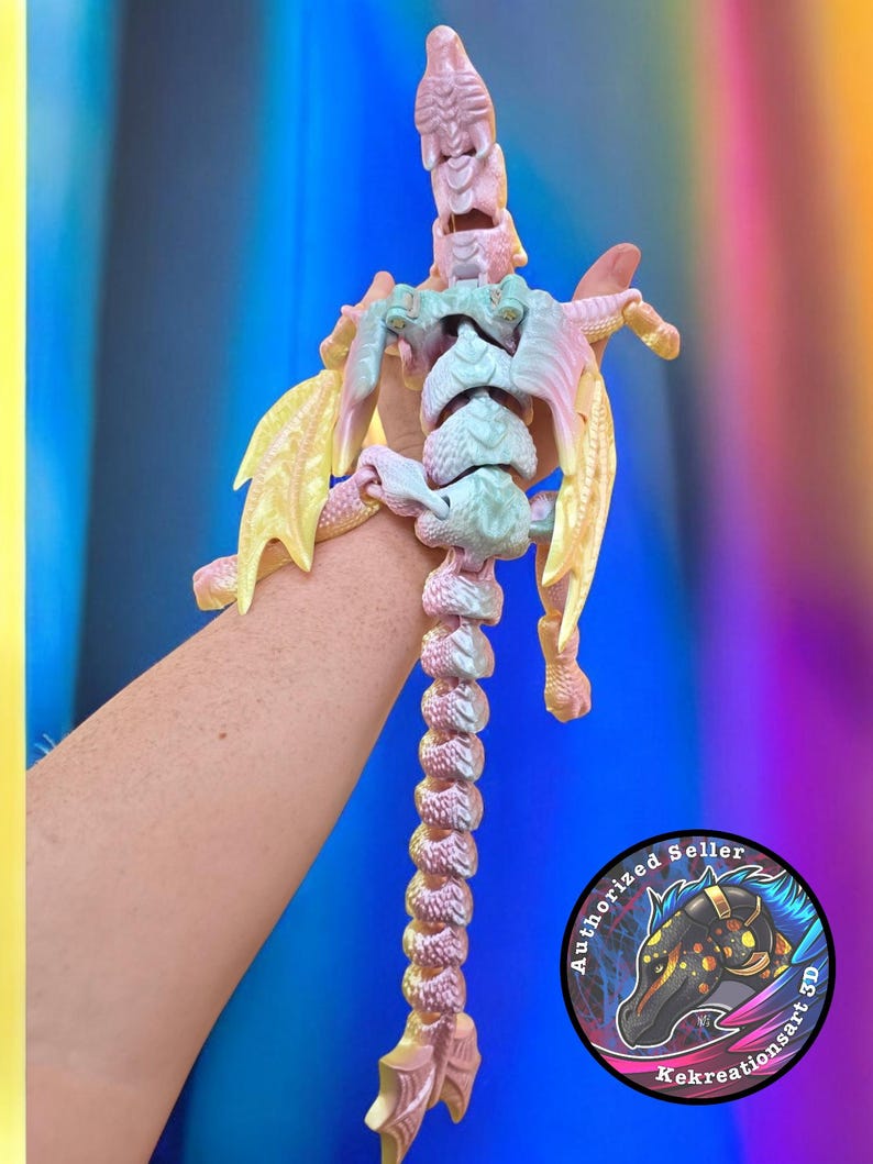 3d Printed Articulated Dragon Puppet, Dragon Fidget Toy, 3d Printed ...