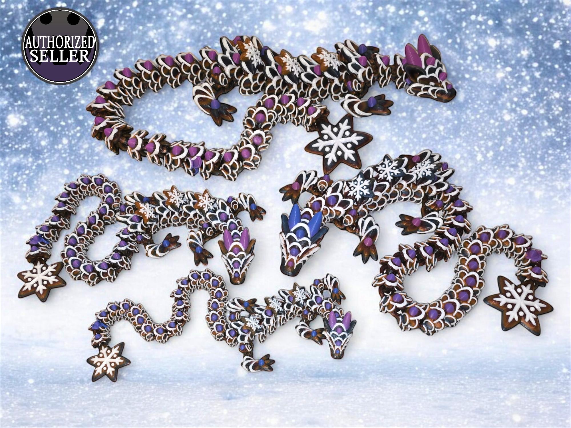 3d Printed Gingerbread Dragon, Dragon Fidget Toy, Flexi Dragon, 3d ...