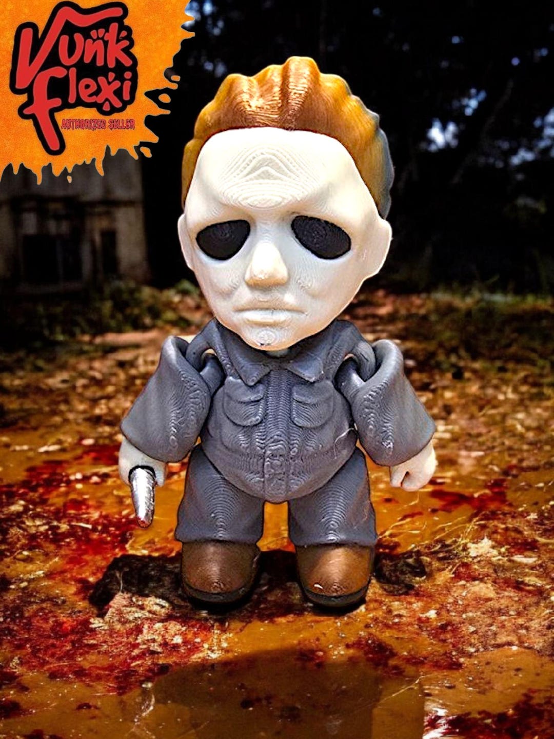 3D Printed Articulated Michael Myers Fidget Toy, Vunk Flexies - Etsy