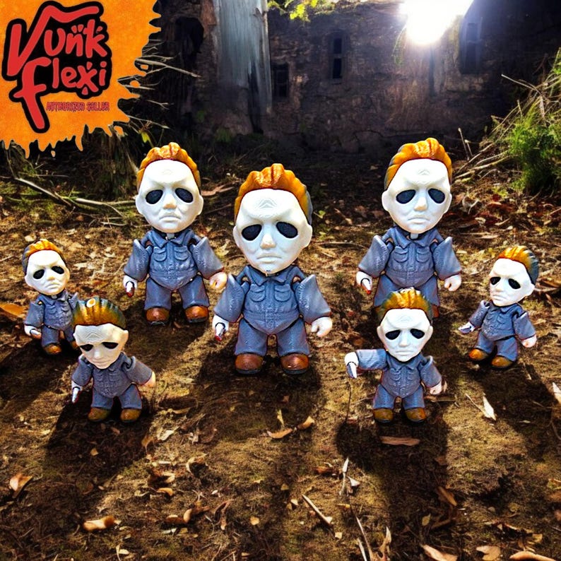 3D Printed Articulated Michael Myers Fidget Toy, Vunk Flexies - Etsy