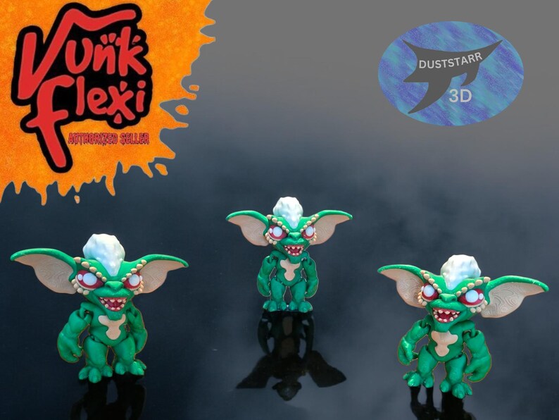 3d Printed Flexi Stripe the Grimlin Figure, Grimlins Fidget Toy, Flexi ...