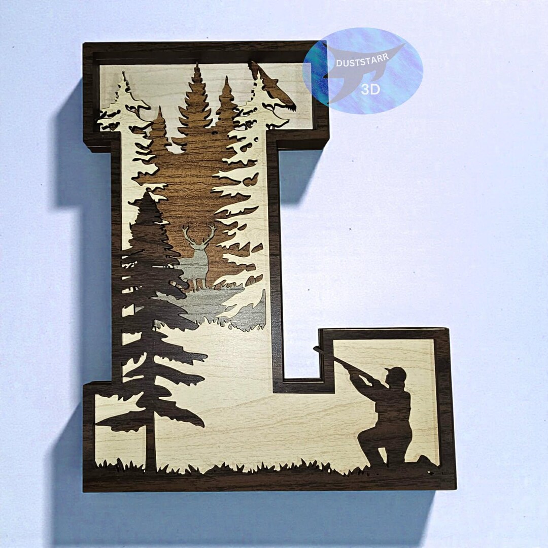 Letter L Hunting Fishing Layered SVG, Laser Cut File (digital Download ...