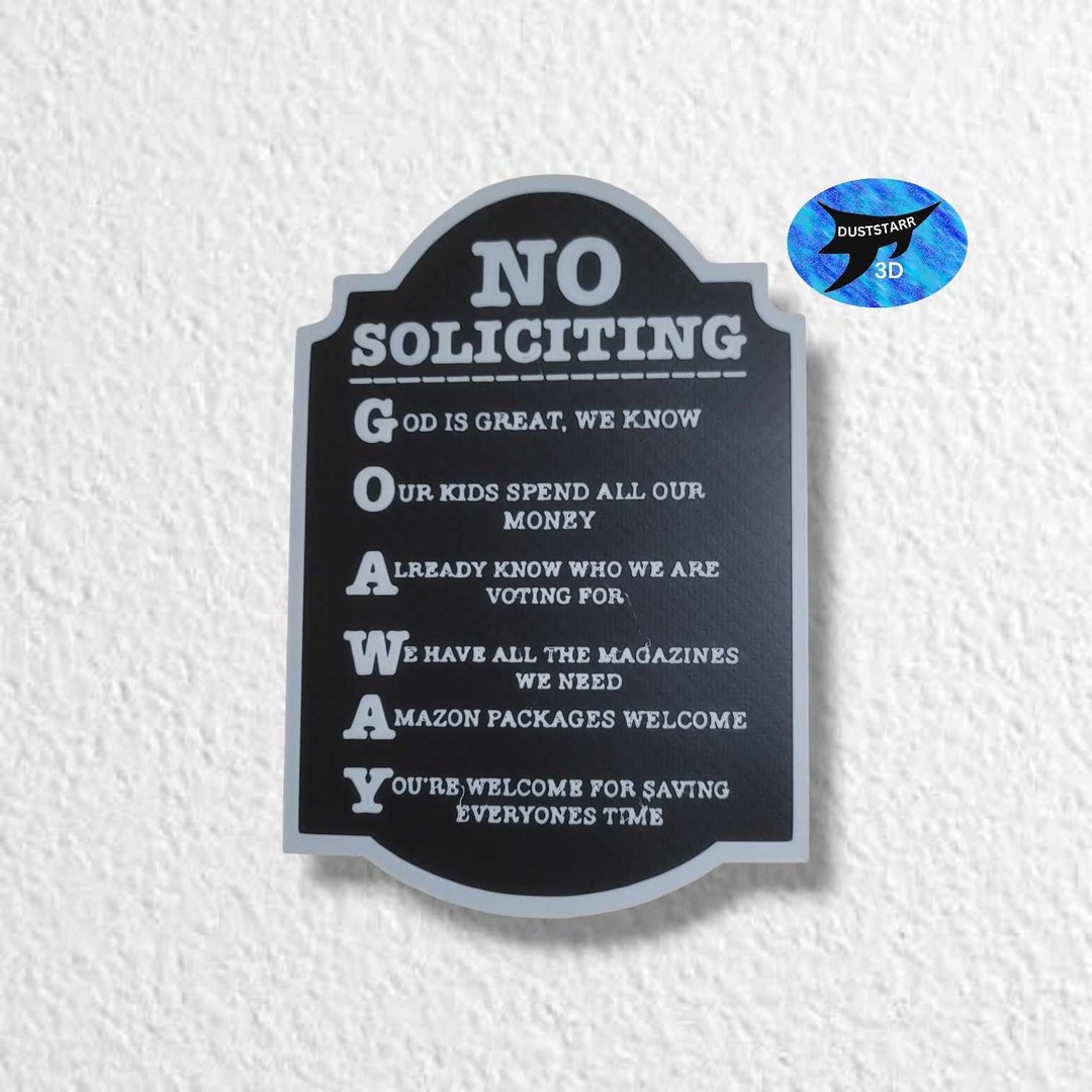 Funny No Soliciting Sign STL, Go Away Wall Art (3D Printable) - Etsy