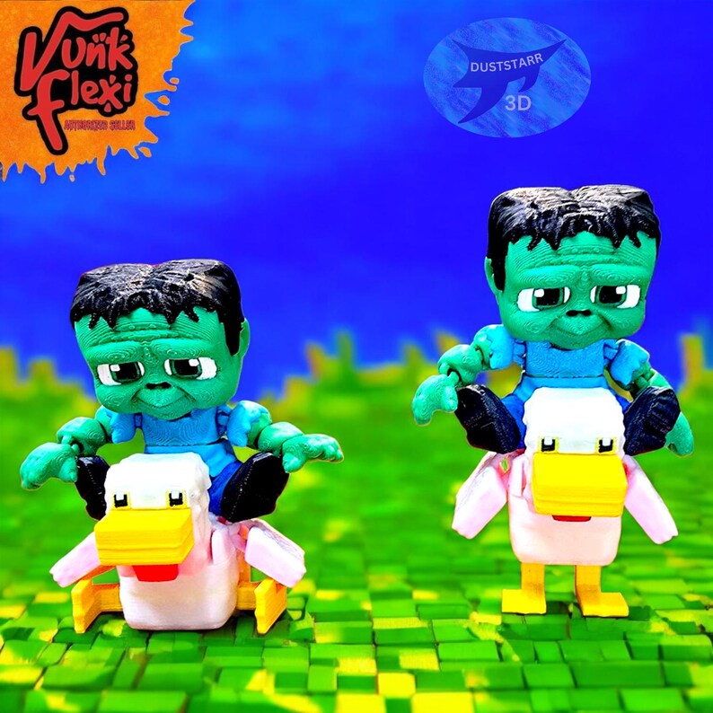 3d Printed Flexi Chicken Jockey Figure, Mine Craft Fidget Toy, Flexi ...