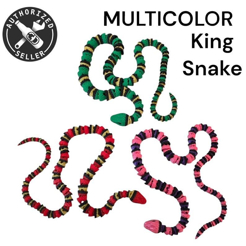 3d Printed Articulated Snake, Coral Snake Fidget Toy, Flexi King Snake ...