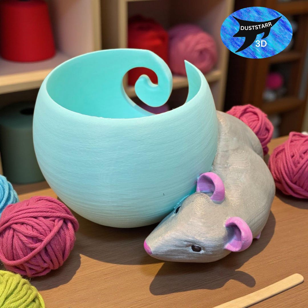 3D Printed Rat Yarn Bowl – Whimsical Knitting & Crochet Holder - Etsy
