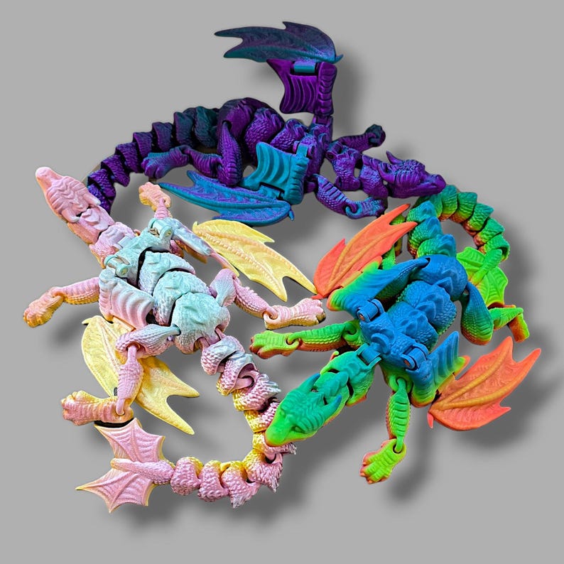 3d Printed Articulated Dragon Puppet, Dragon Fidget Toy, 3d Printed ...
