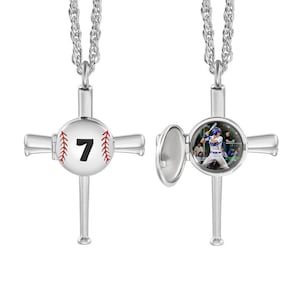 Baseball Necklace - Baseball Cross Necklace With Photo and Engraving ...