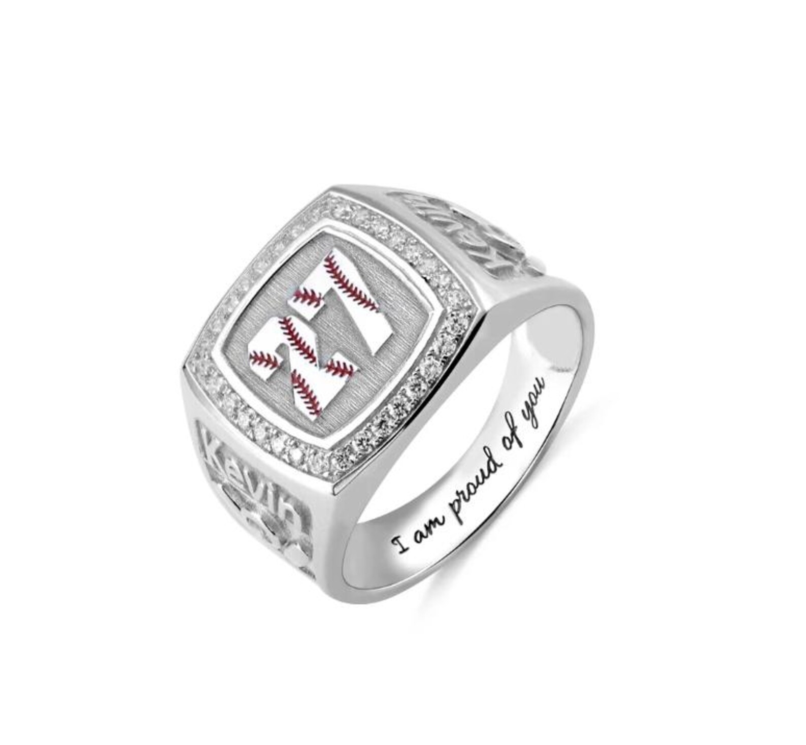 Custom Baseball Signet Ring in Sterling Silver – Personalized Name and ...