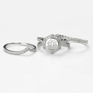 Sterling Silver Square Monogram Rings, Stackable Initial Rings ...