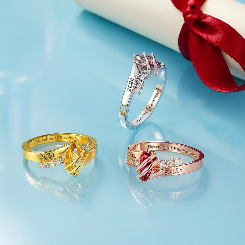 Class of 2025 Graduation Ring – Personalized Birthstone & Name ...