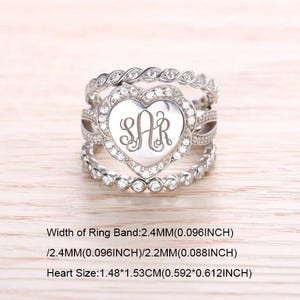 Sterling Silver Square Monogram Rings, Stackable Initial Rings ...