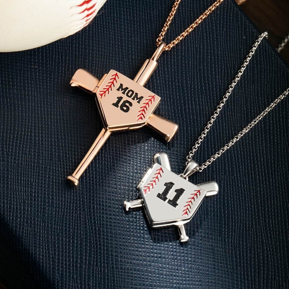 Baseball Necklace - Baseball Cross Necklace With Photo and Engraving ...