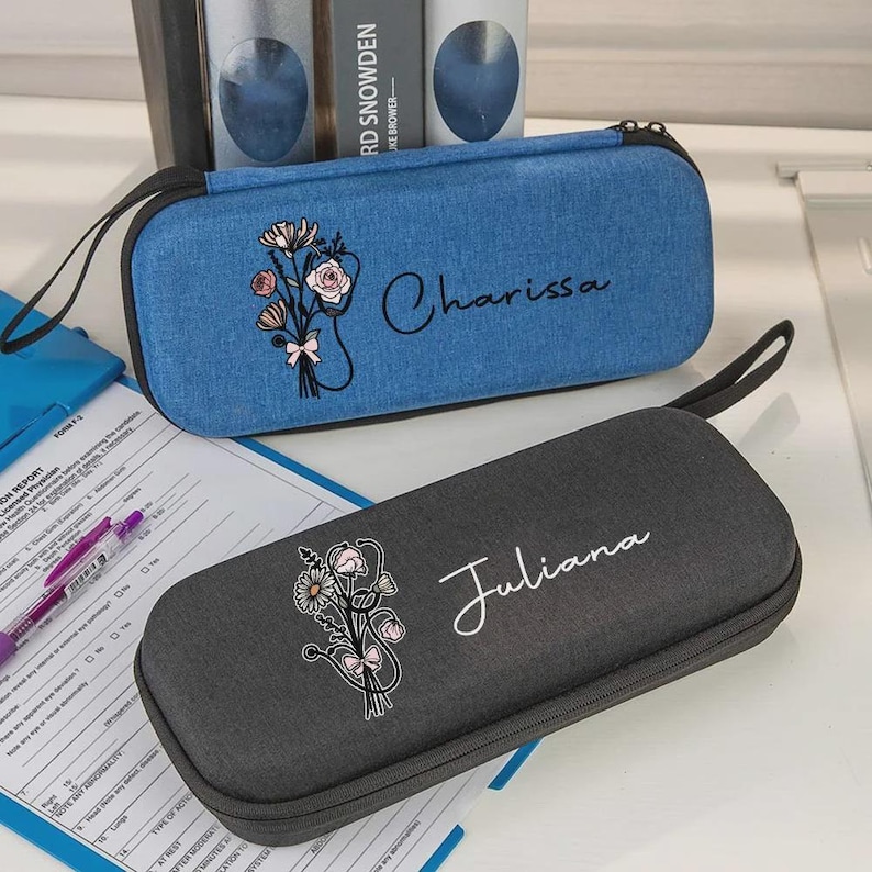 Personalized Stethoscope Case With Birth Flower & Custom Name ...