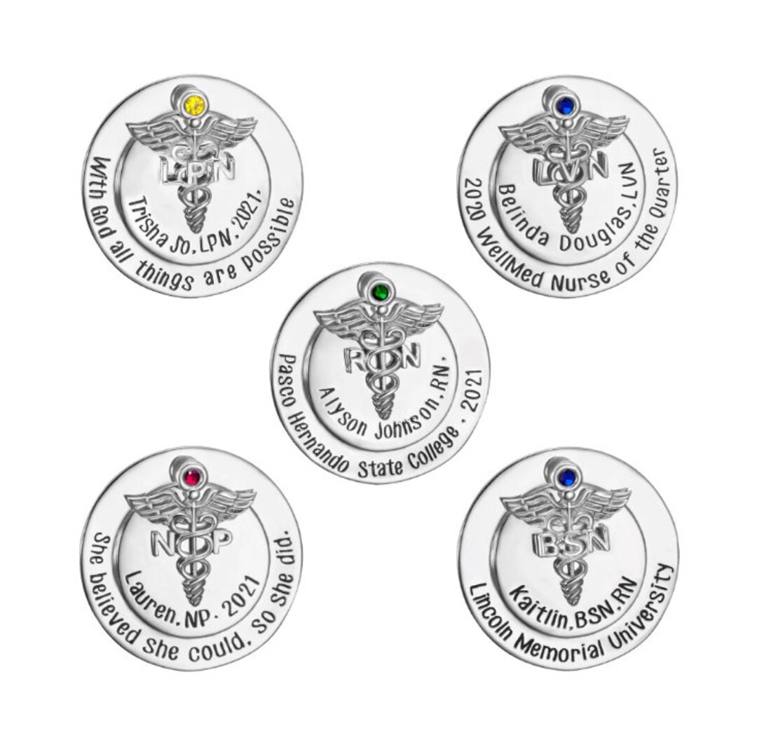 Custom Engraved Nurse Pin – RN, BSN, LPN, Graduation Gift ...