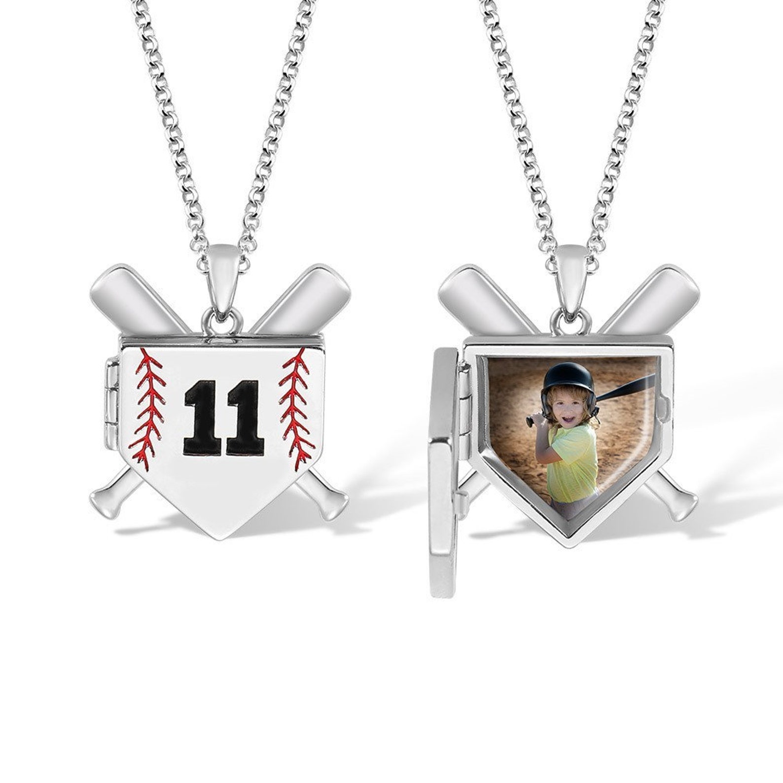 Baseball Necklace - Baseball Cross Necklace With Photo and Engraving ...
