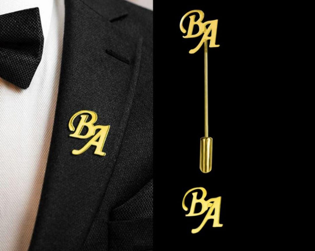 Custom Initial Lapel Pins – Personalized Elegant Pins for Groom, Best ...