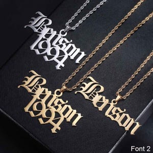 Men's Name Necklace - Personalized Name and Date Necklace for Men, Hip ...