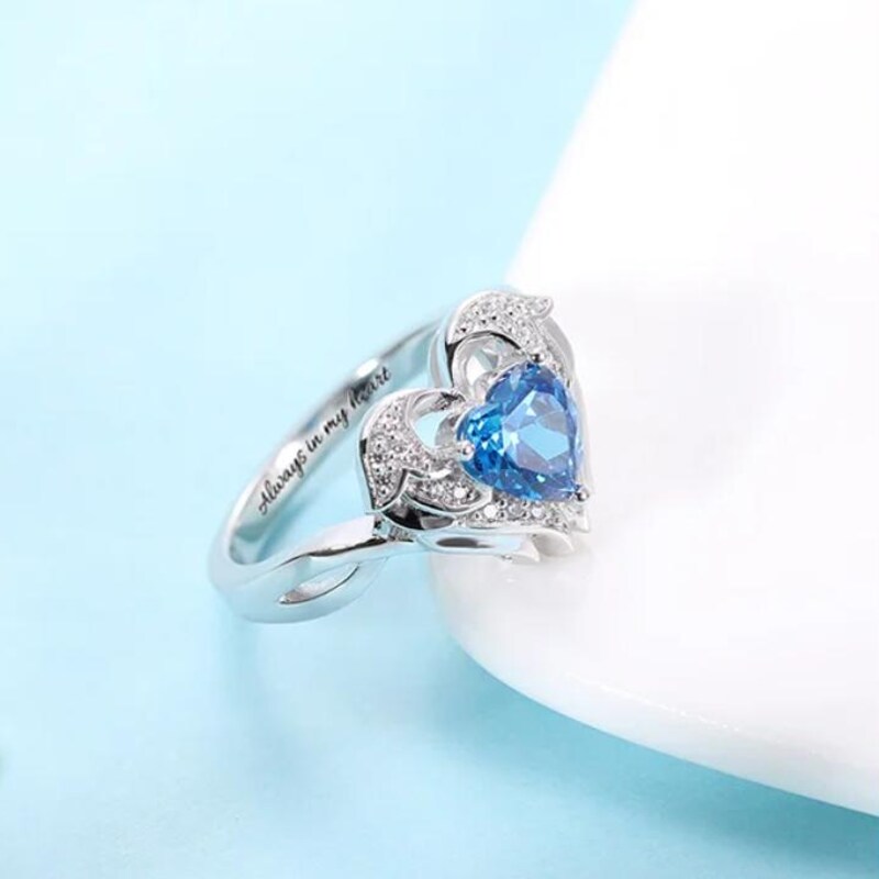 Blue Heart Ring - Etsy